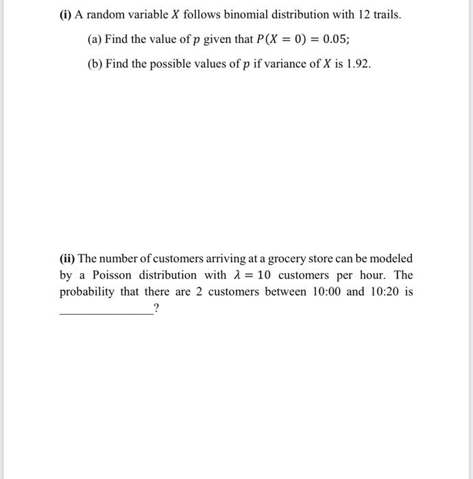 Solved I A Random Variable X Follows Binomial Distribution 6537
