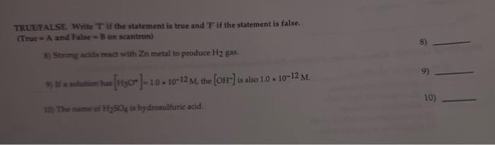 Solved TRUEFALSE. Write T if the statement is true and 'F if | Chegg.com