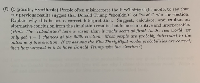 Solved According to data released by FiveThirty Eight (data | Chegg.com