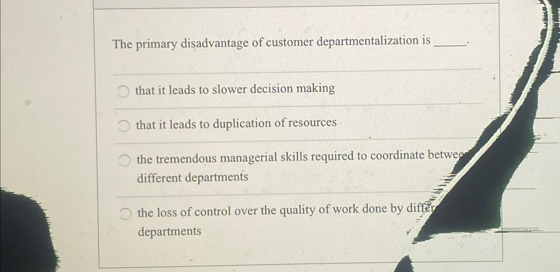 Solved The primary disadvantage of customer | Chegg.com