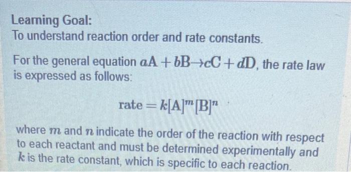 Solved To understand reaction order and rate constants. For | Chegg.com