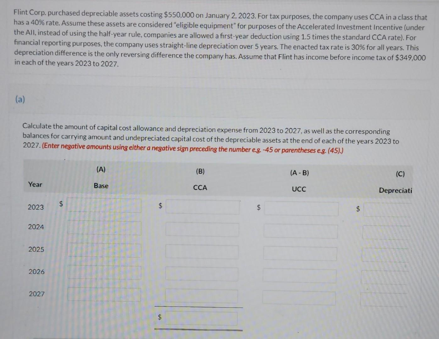 Solved Flint Corp. purchased depreciable assets costing | Chegg.com