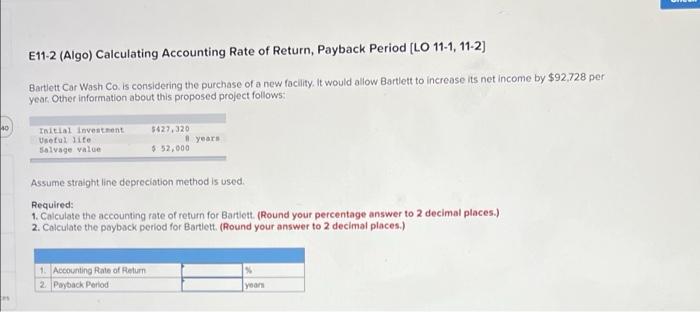 Solved E11-2 (Algo) Calculating Accounting Rate of Return, | Chegg.com