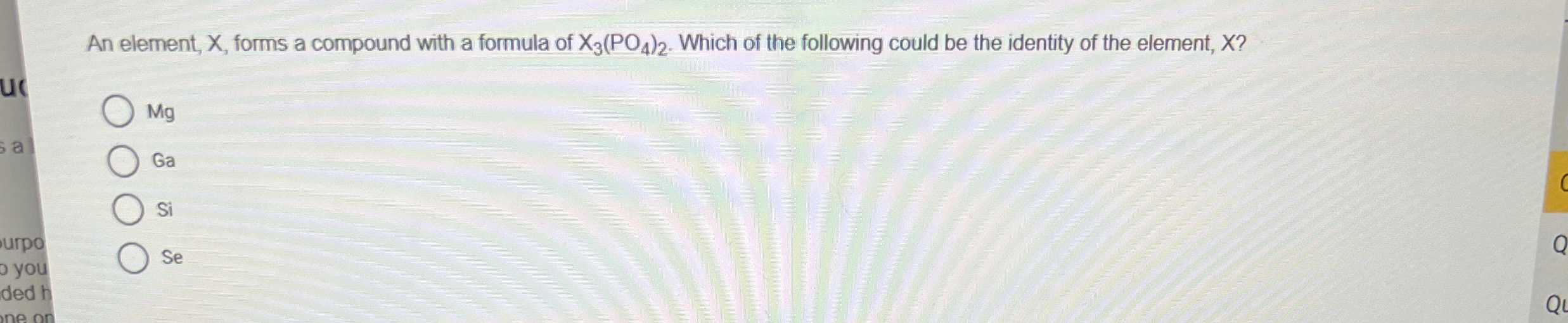 Solved An element, x, ﻿forms a compound with a formula of | Chegg.com