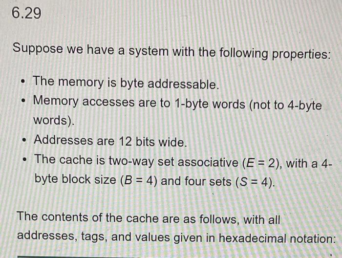 Solved Suppose we have a system with the following | Chegg.com