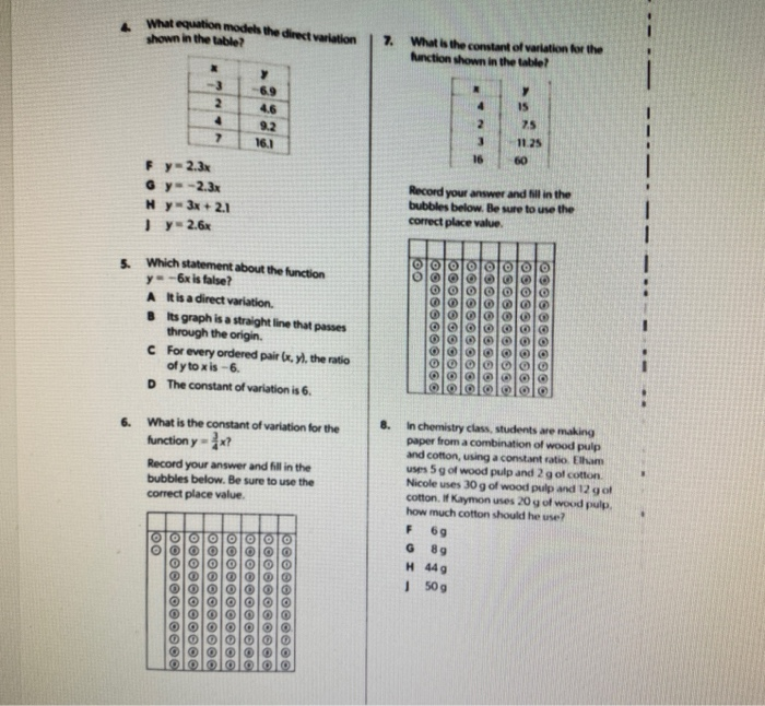 Solved 4 What equation models the direct variation shown in | Chegg.com