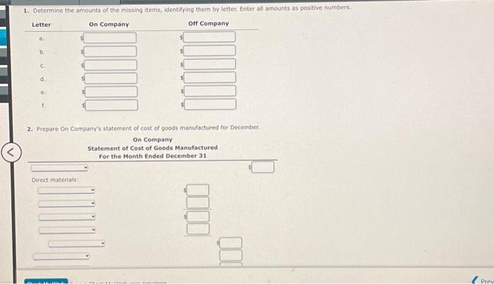 Solved 1. Determine the amounts of the missing items, | Chegg.com