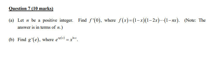 Solved Question 7 (10 ﻿marks)(a) ﻿Let n ﻿be a positive | Chegg.com