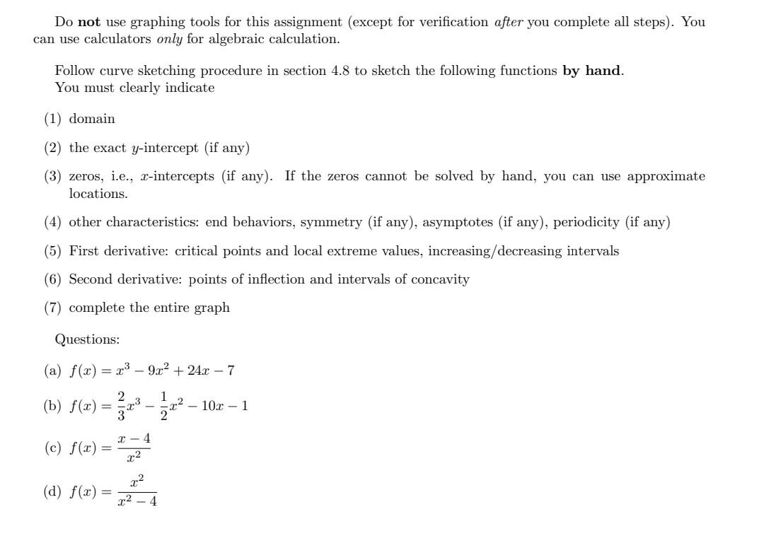 Solved Do not use graphing tools for this assignment (except | Chegg.com