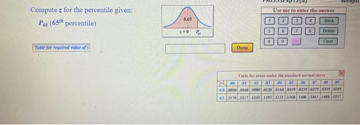 Solved Compute z for the percentile given: P65(65th | Chegg.com