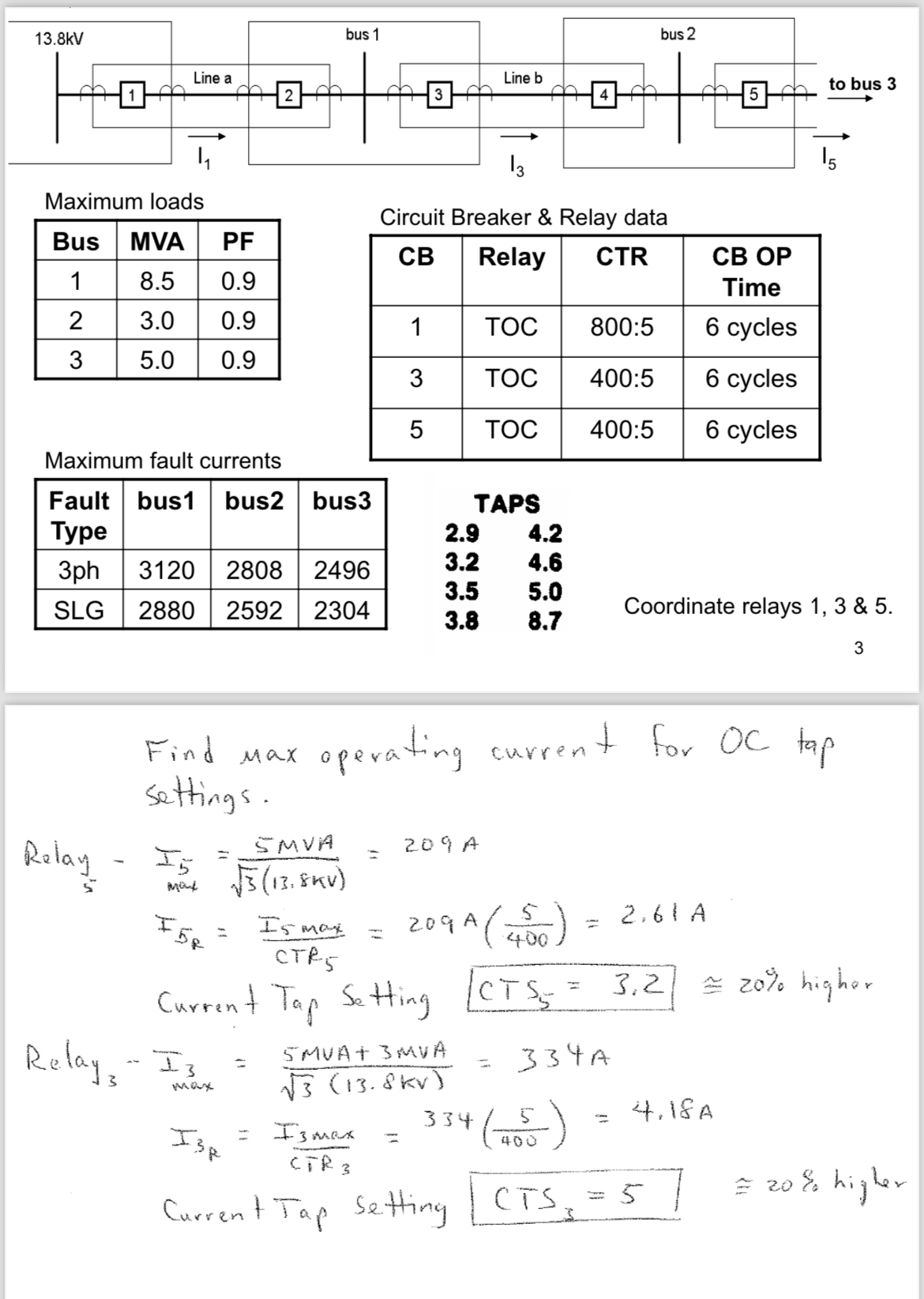 Based on the image, how were the current tap settings | Chegg.com