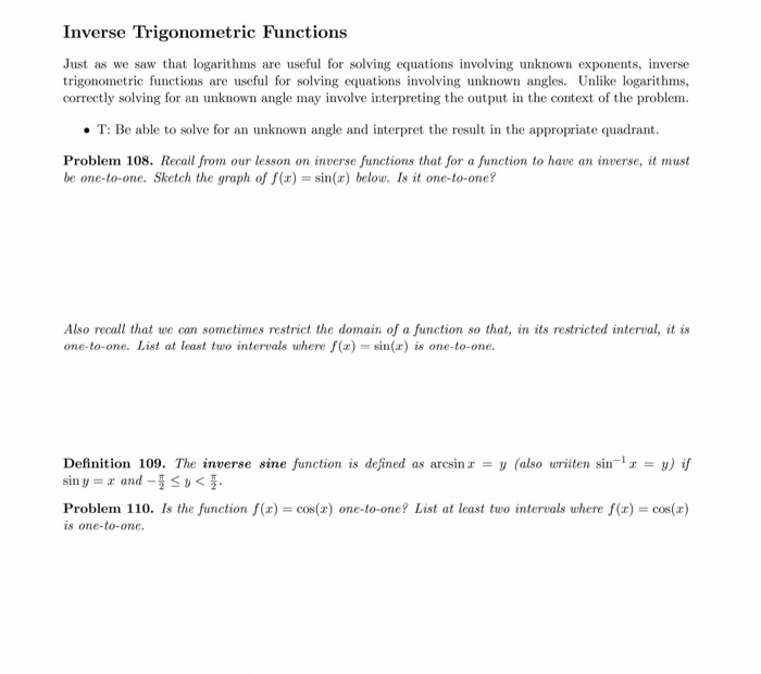 Equations Involving Inverse Trigonometric Functions Tessshebaylo