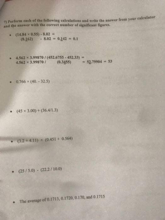 Solved Perform each of the following calculations and write | Chegg.com