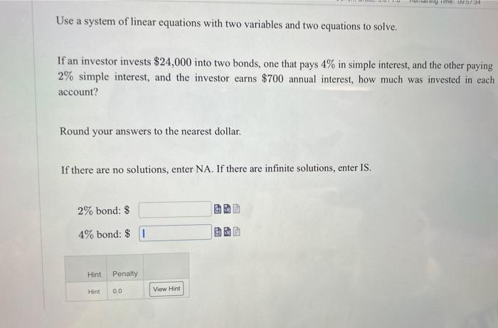 Solved Use a system of linear equations with two variables | Chegg.com