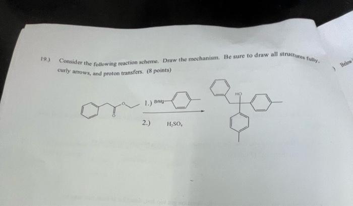 Solved 9.) Consider the following reaction scheme. Draw the | Chegg.com