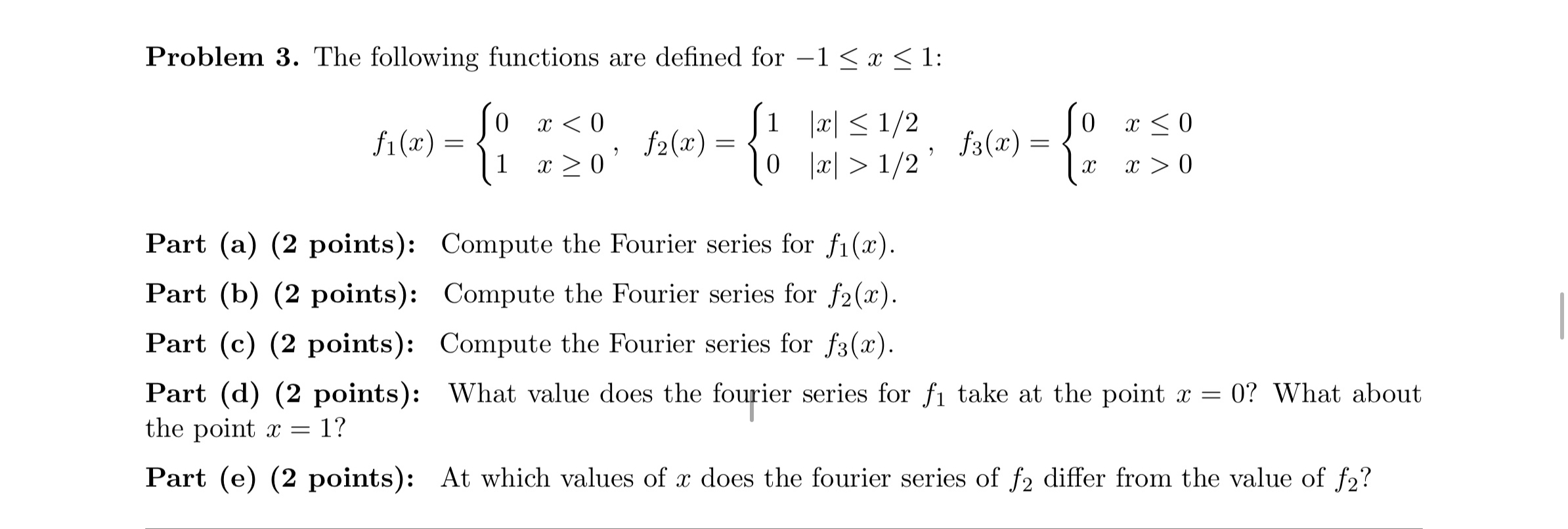 Solved Problem 3. ﻿The following functions are defined for | Chegg.com