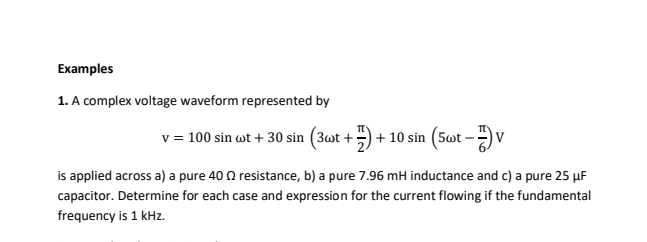 Solved ExamplesA complex voltage waveform represented | Chegg.com