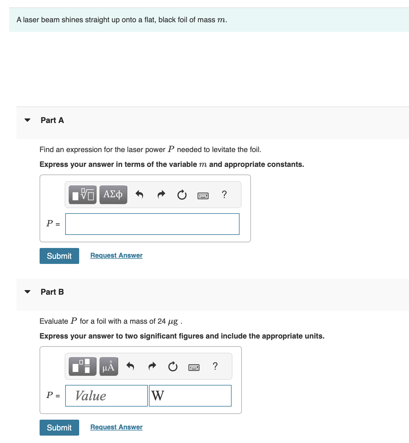 Solved A laser beam shines straight up onto a flat, black | Chegg.com
