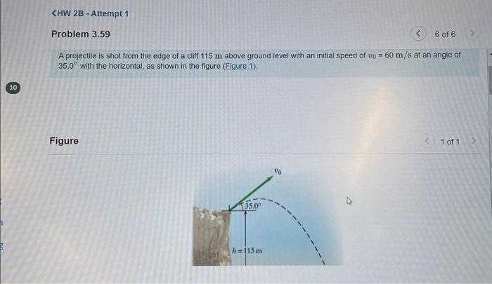 Solved A projectile is shot from the edge of a cliff 115 m | Chegg.com