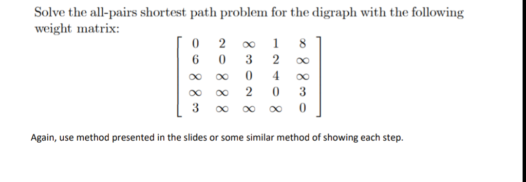 Solved Solve the all-pairs shortest path problem for the | Chegg.com
