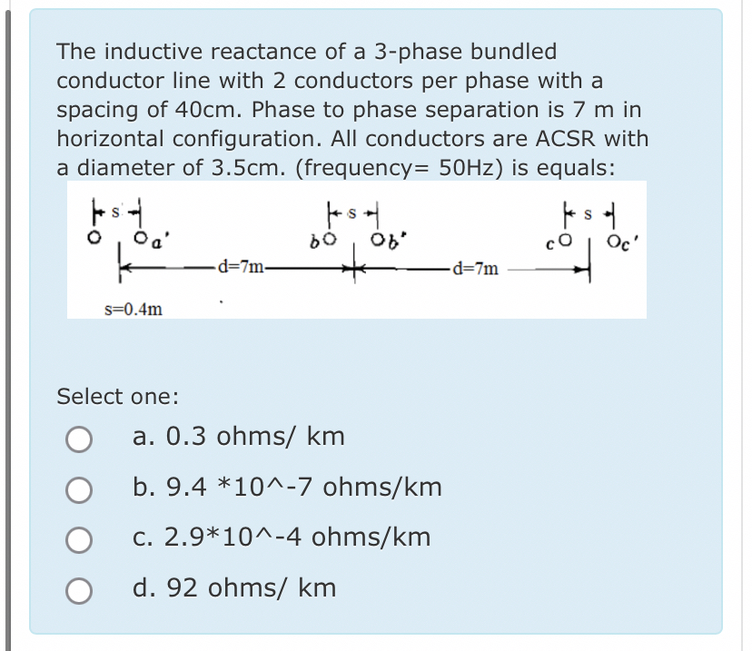 Solved The inductive reactance of a 3-phase bundled | Chegg.com