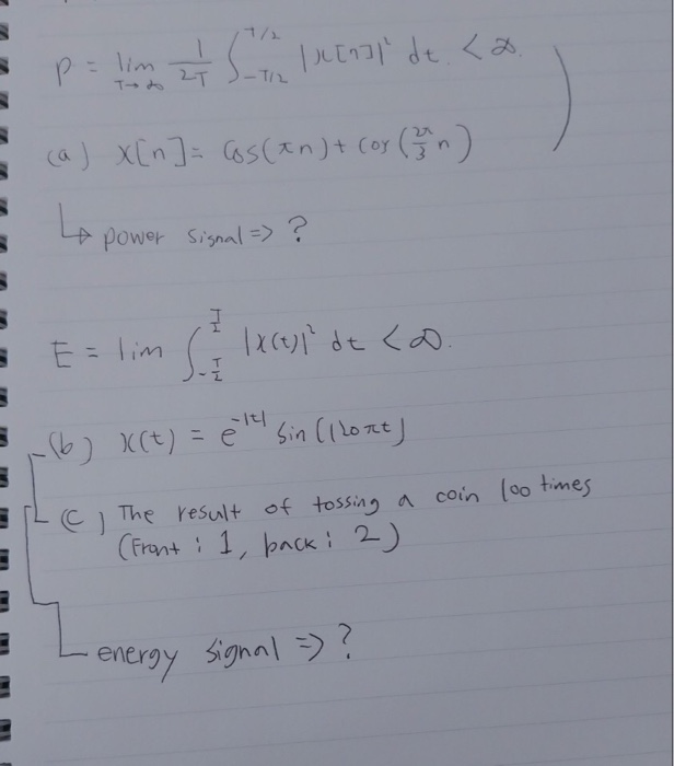Solved 1/2 lim %3D -TIL ca) X[n]= (6s(an)+ (oy () LA powor | Chegg.com