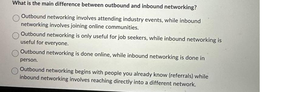 Solved What is the main difference between outbound and | Chegg.com