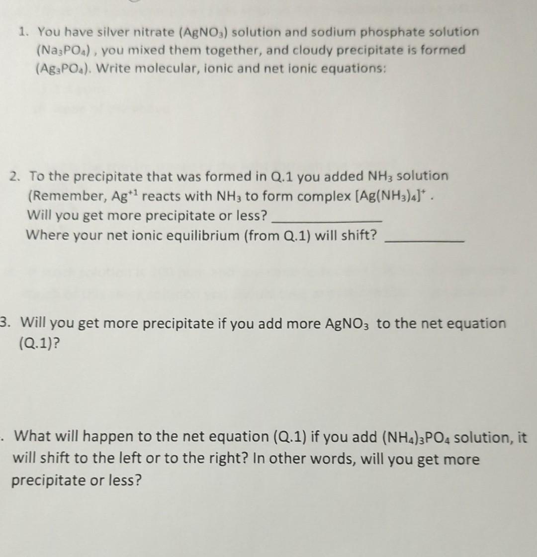 Solved 1. You have silver nitrate (AgNO3) solution and | Chegg.com