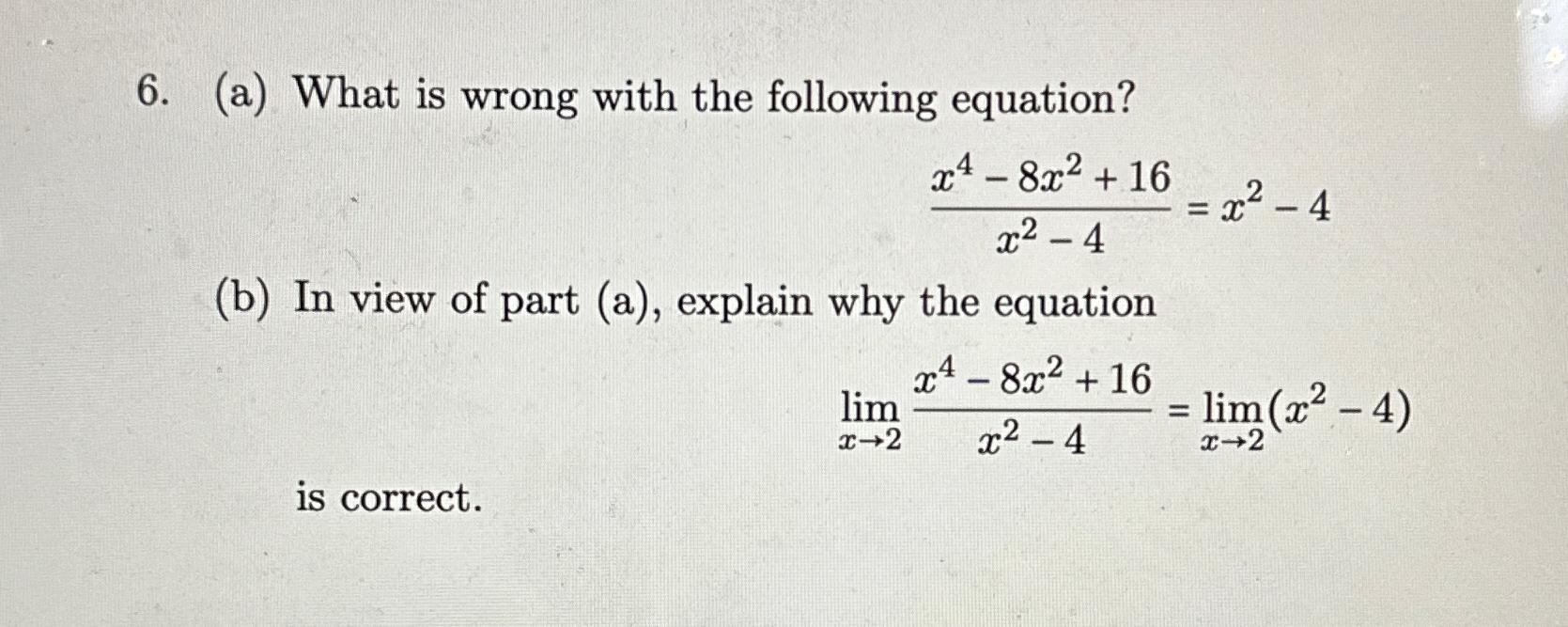 Solved (a) ﻿What is wrong with the following | Chegg.com