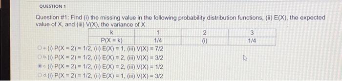 Solved QUESTION 1 Question #1: Find (i) the missing value in | Chegg.com