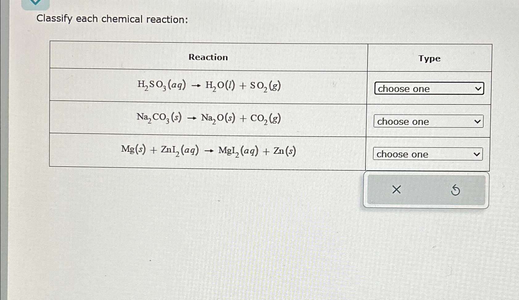Solved Classify each chemical | Chegg.com