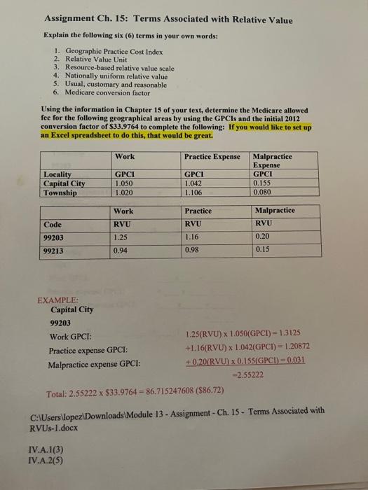 Solved Assignment Ch. 15: Terms Associated with Relative | Chegg.com