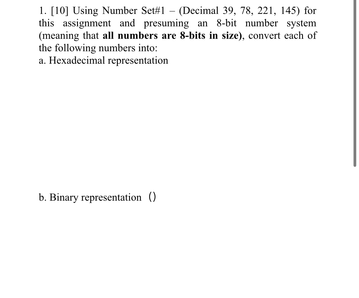 Solved Using Number Set#1 (Decimal 39, 78, 221, 145) ﻿for | Chegg.com