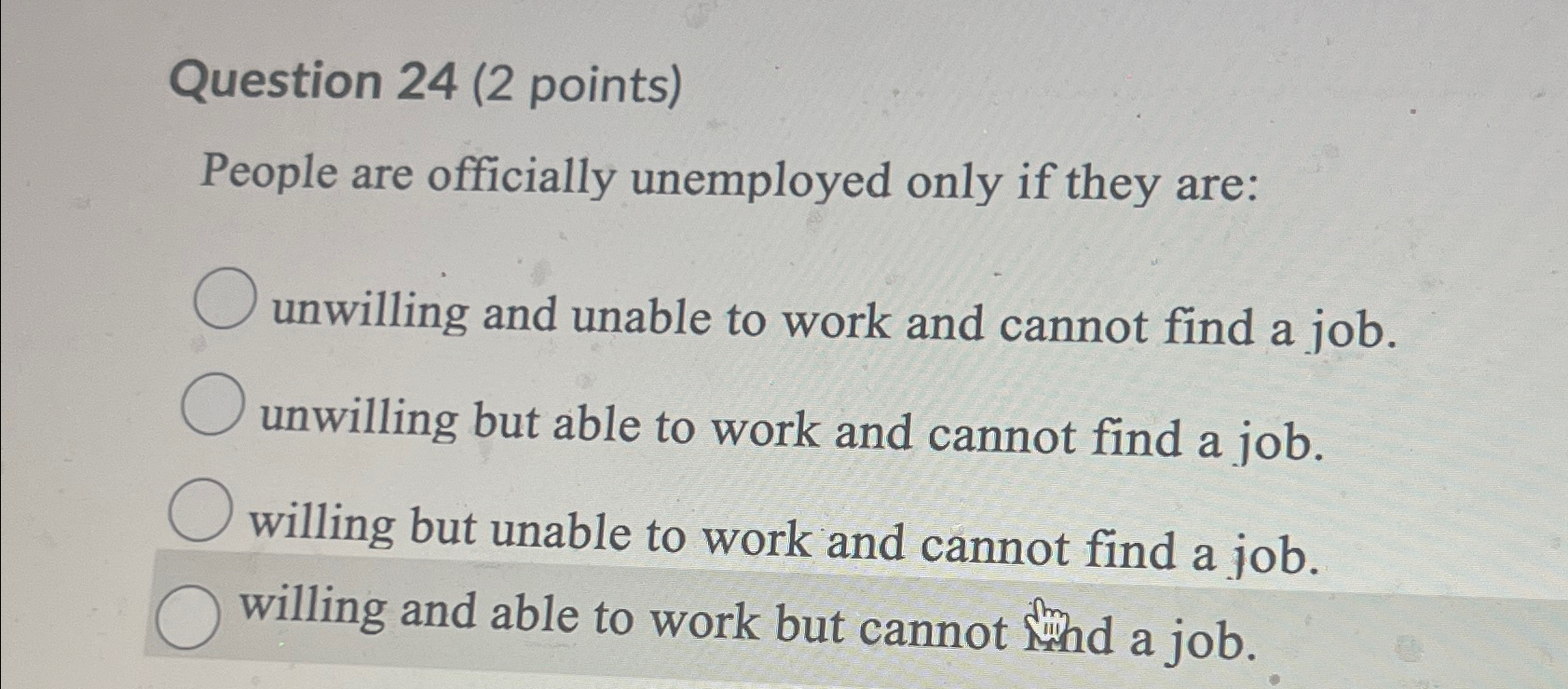 Solved Question 24 (2 ﻿points)People are officially | Chegg.com