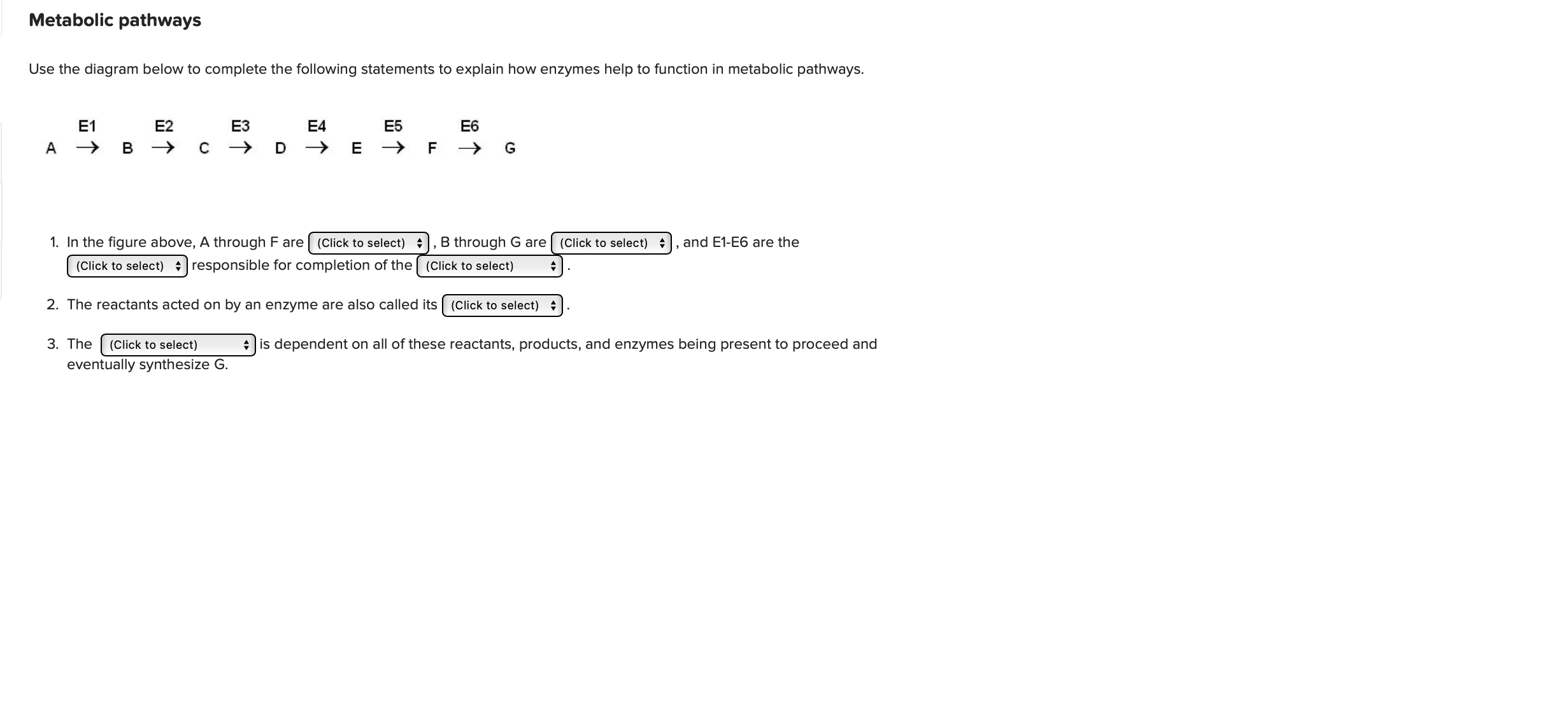 Solved Metabolic pathwaysUse the diagram below to complete | Chegg.com