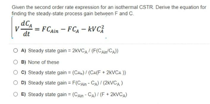 Solved Given the second order rate expression for an | Chegg.com