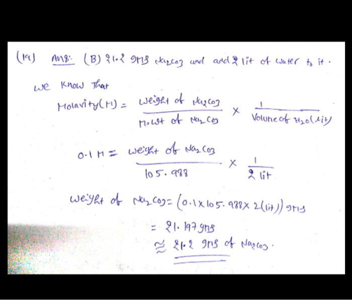 Solved 19) You need to prepare 2.00 L of 0.100 M Na2CO3 | Chegg.com