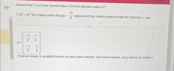 Solved Assume that T is a linear transformation. Find the | Chegg.com
