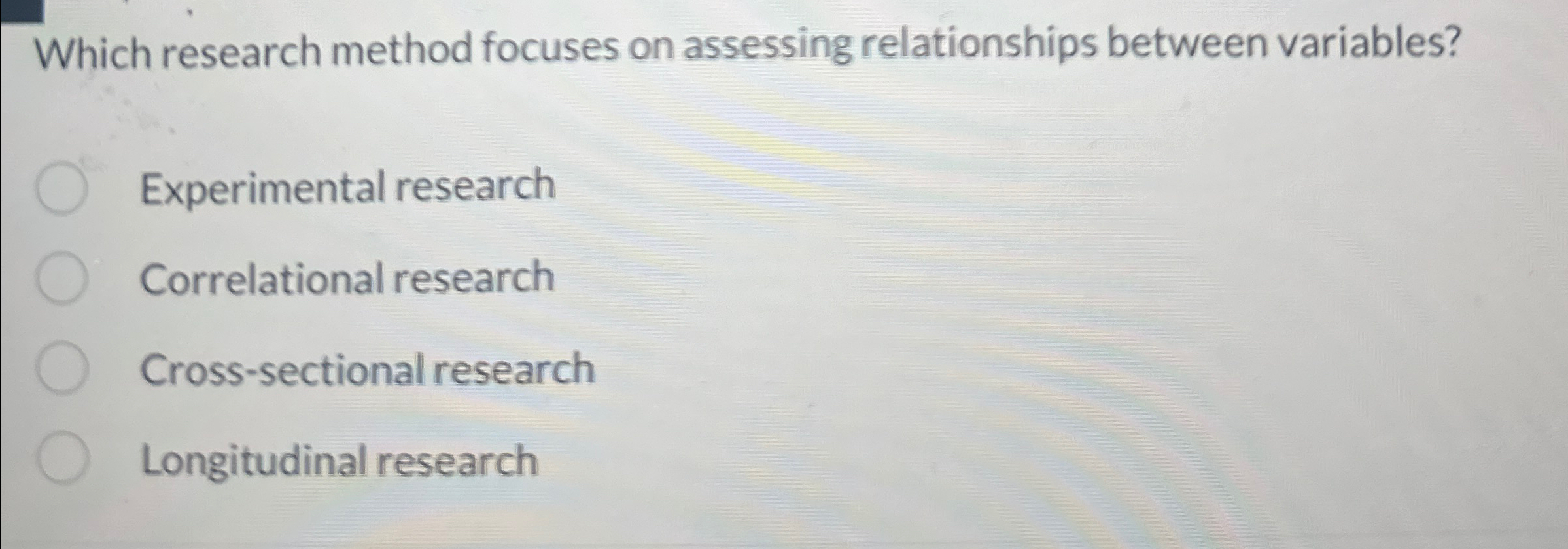 Solved Which research method focuses on assessing | Chegg.com