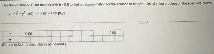 Solved Use the vectorized Euler method with h=0.5 to find an | Chegg.com