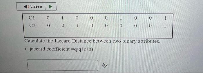 Solved ( jaccard coefficient =q/q+r+s) | Chegg.com