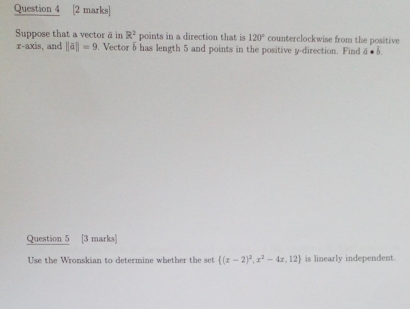 Solved Suppose that a vector aˉ in R2 points in a direction | Chegg.com