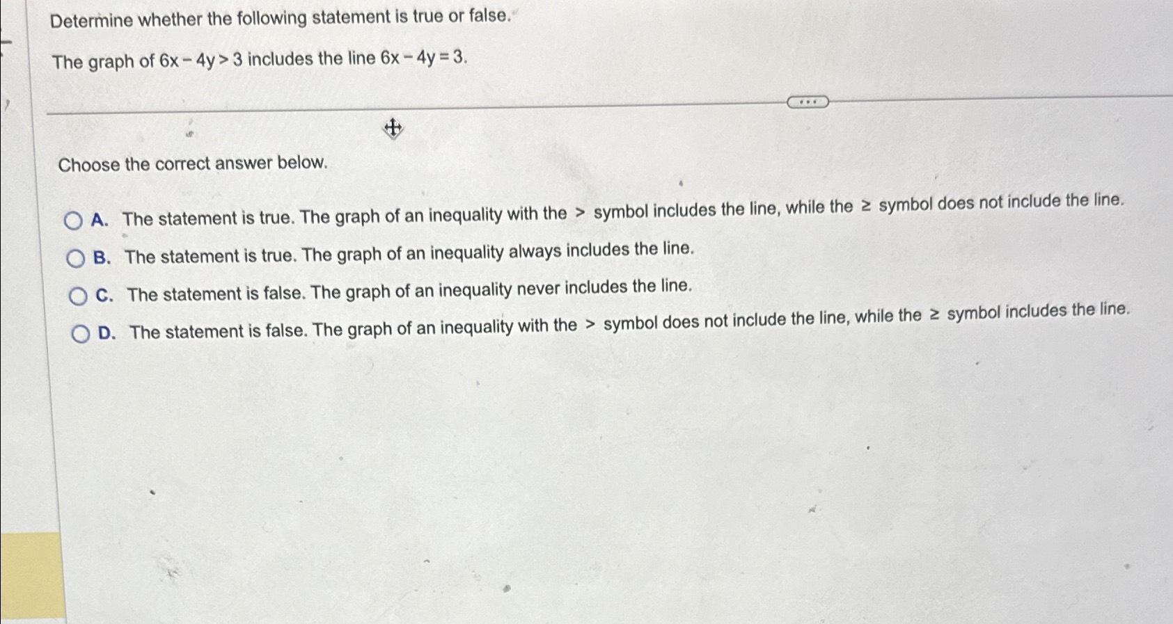 Solved Determine whether the following statement is true or | Chegg.com