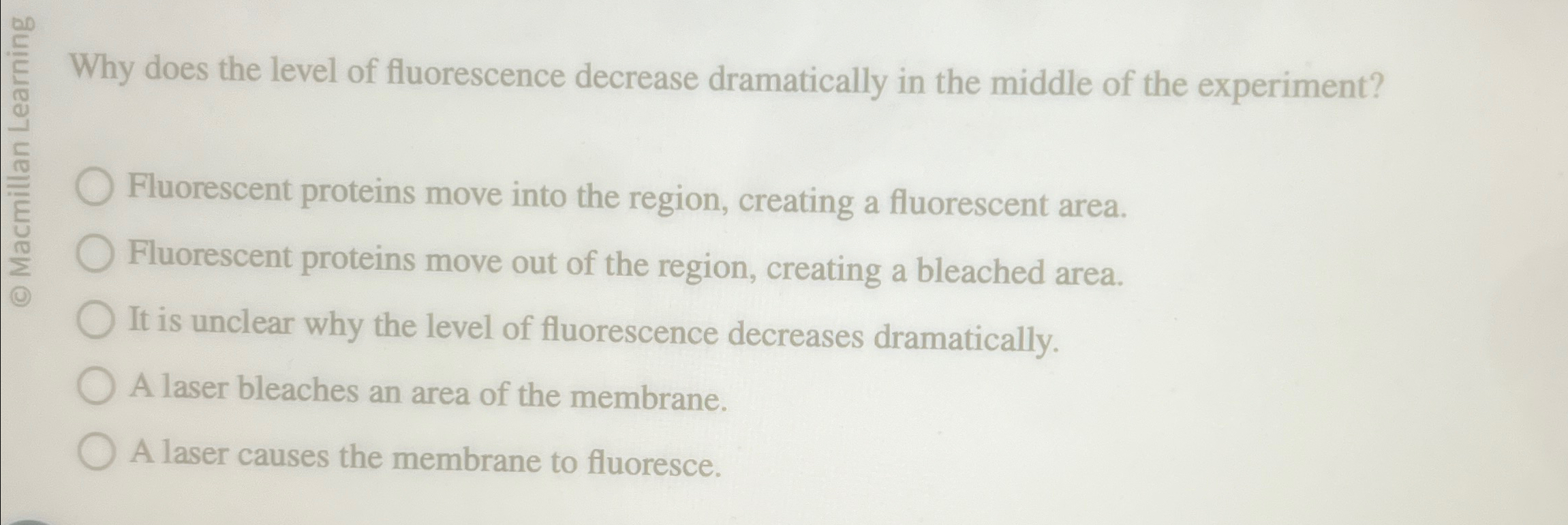 Solved Why does the level of fluorescence decrease | Chegg.com