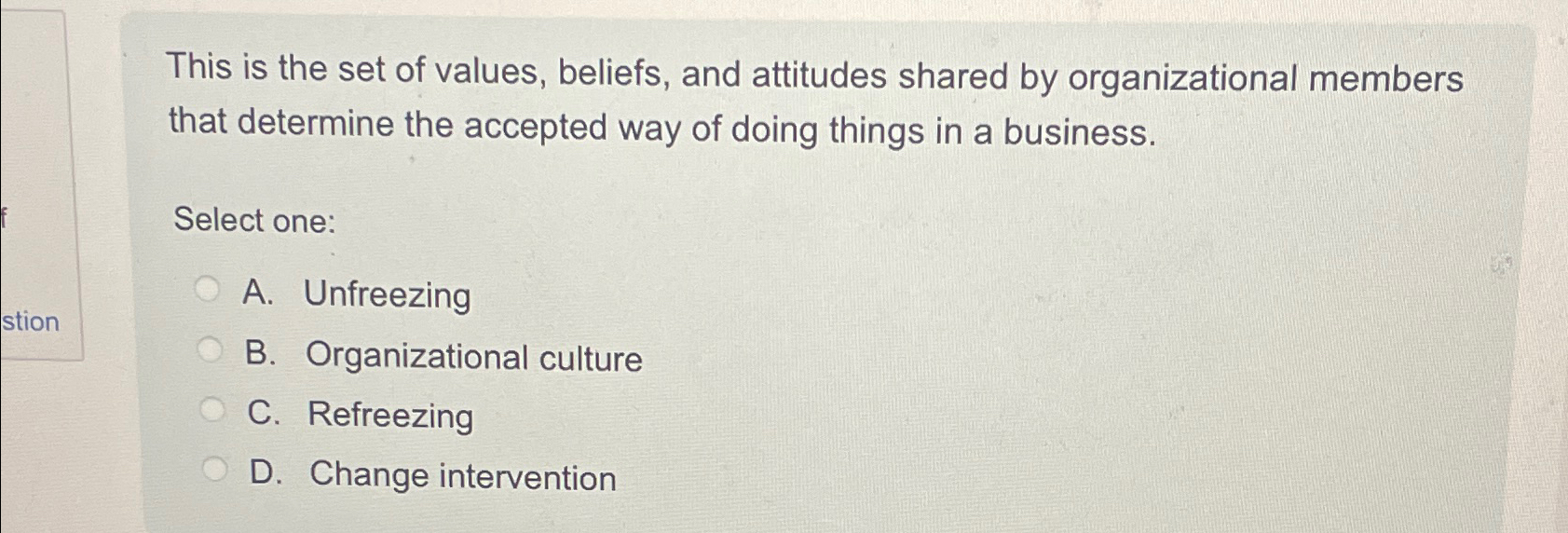 Solved This is the set of values, beliefs, and attitudes | Chegg.com