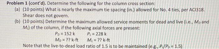Solved Problem 1. The column cross section shown in Fig. 1 | Chegg.com