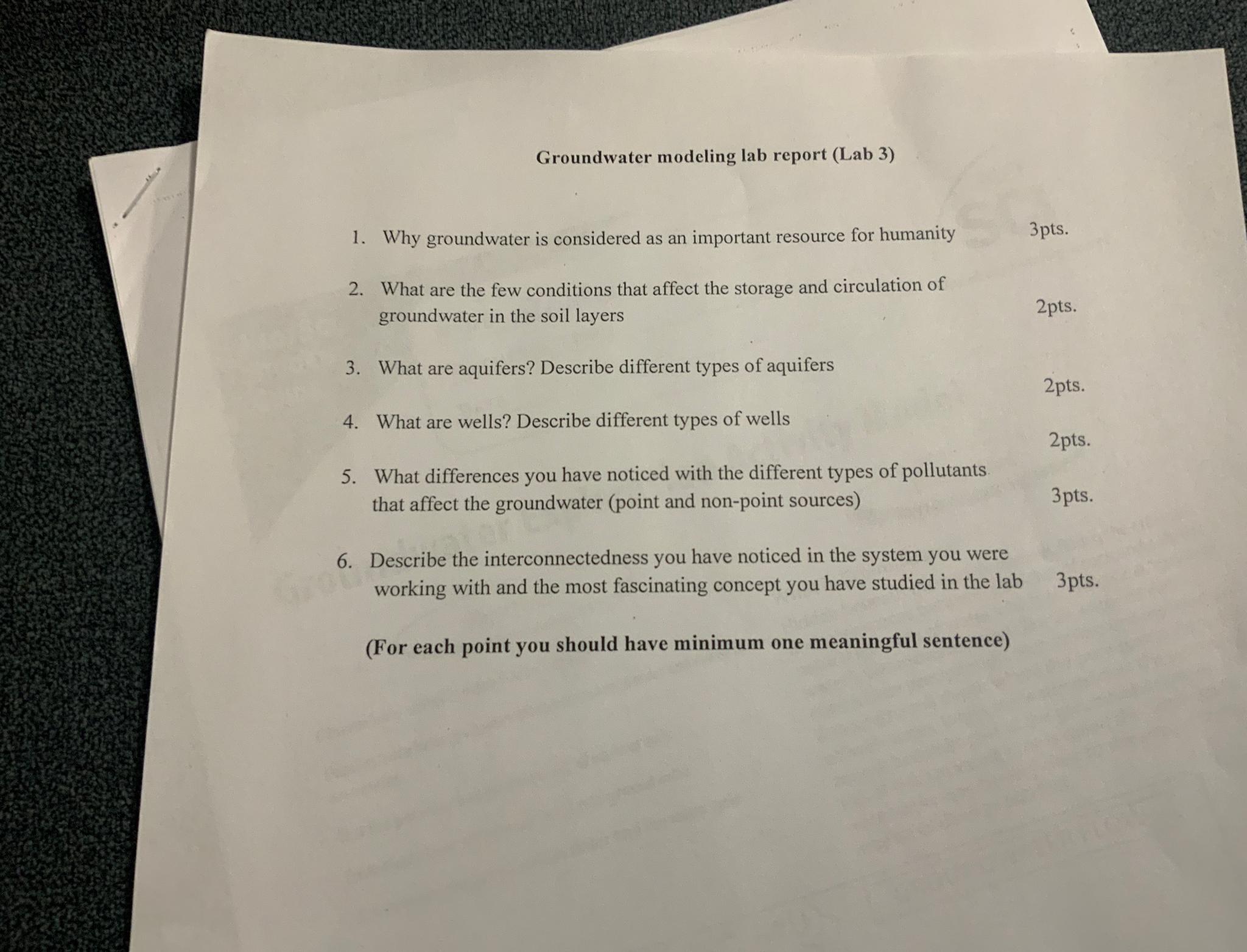 Solved Groundwater modeling lab report (Lab 3)Why | Chegg.com