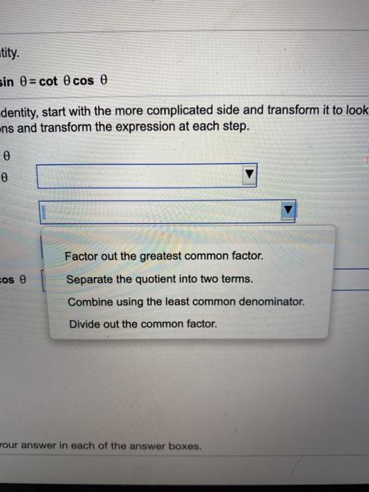 Solved Verify the identity csc - sin = cot cos 0 To verify | Chegg.com
