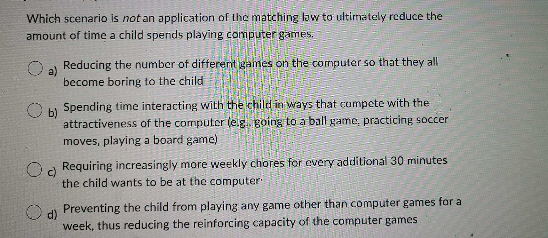 Solved Which scenario is not an application of the matching | Chegg.com