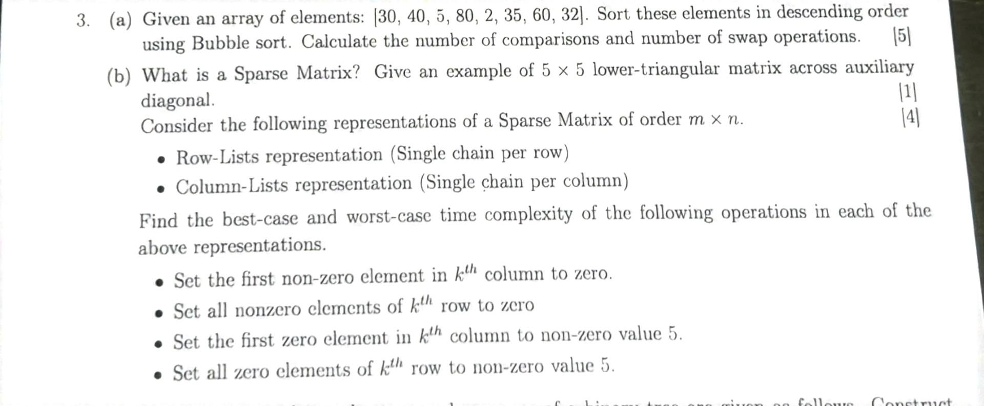 Solved (a) ﻿Given an array of elements: | Chegg.com
